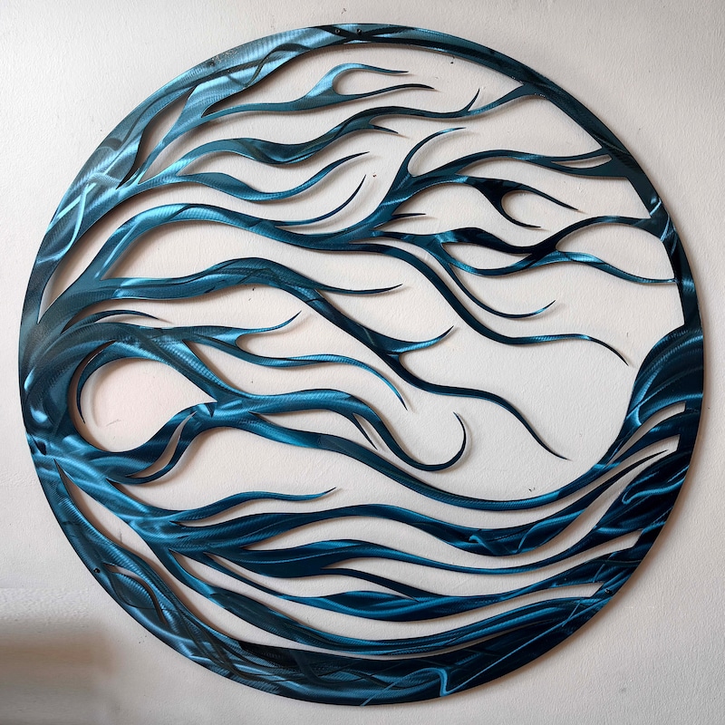 Abstract Blue Metal Wall Art - Etsy