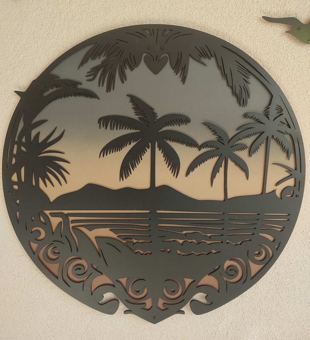 Radiant Sunset: Two-layer Design Island Dreams Metal Artwork ...
