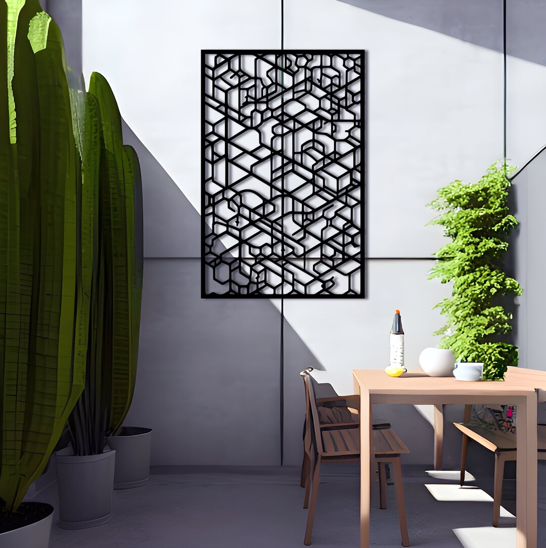 Isometric Geometric Art - High Angle Vertical Metal Wall Art Panel ...