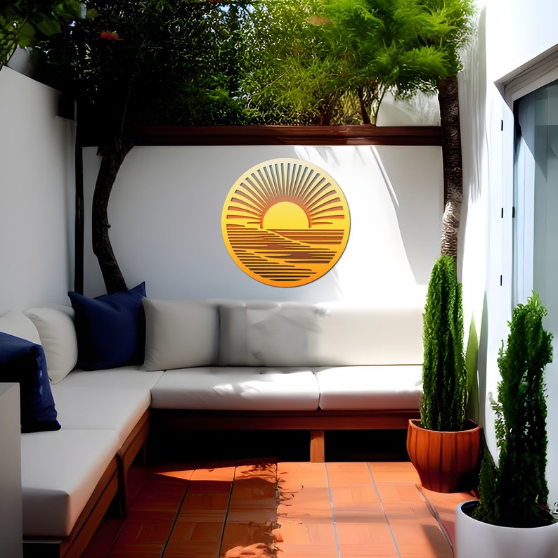 Radiant Sunrise: Two-layer Design Metal Sun Wall Art Coastal - Etsy