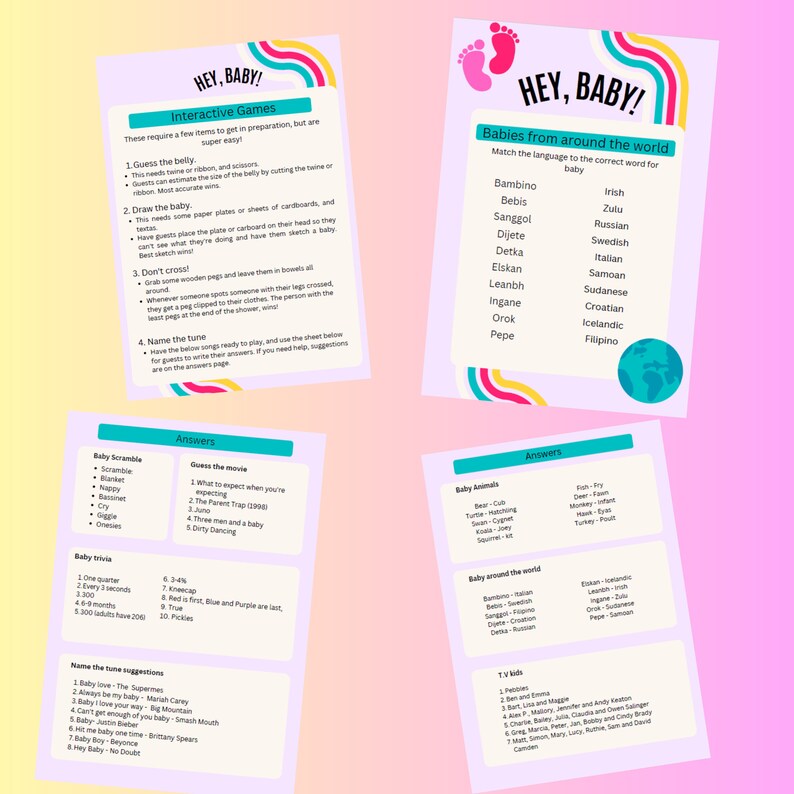 Printable Modern Baby Shower Games Bundle– Set of 12 Games/activities ...