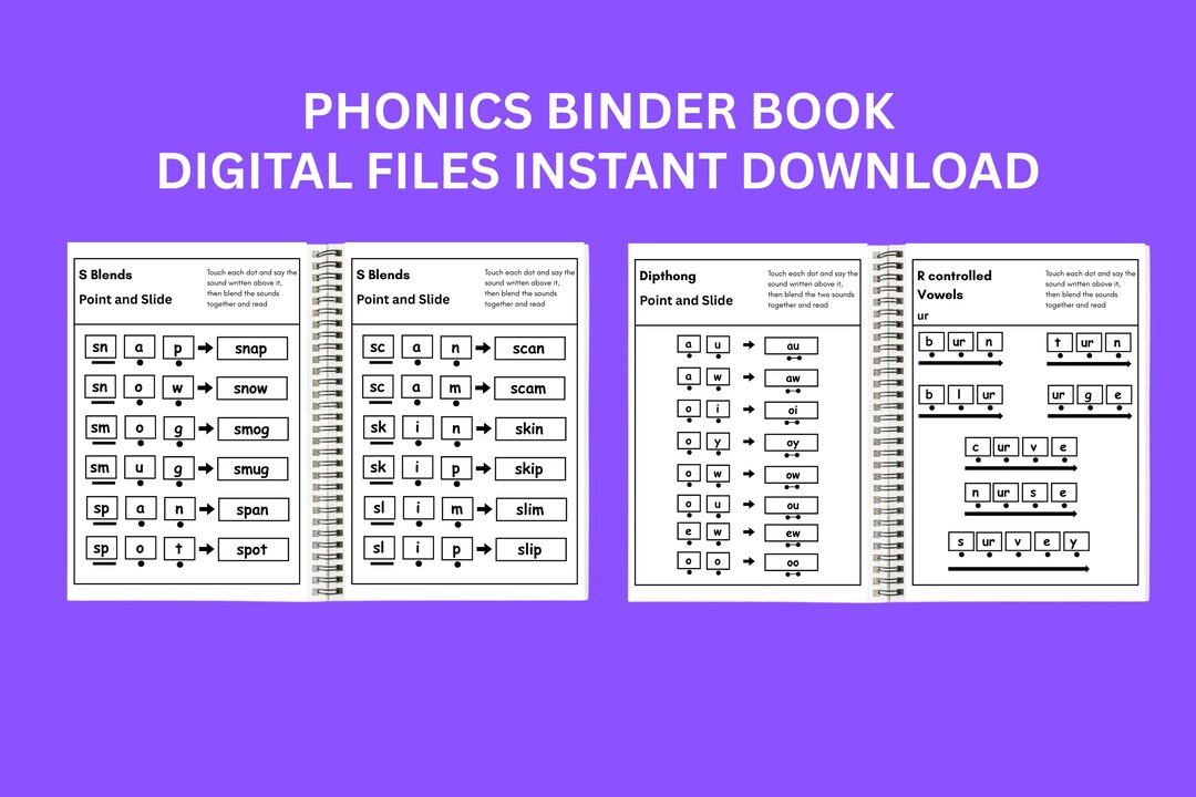 Phonics Worksheet Binder Book 100+ Pages, Phonics Games, Phonics ...