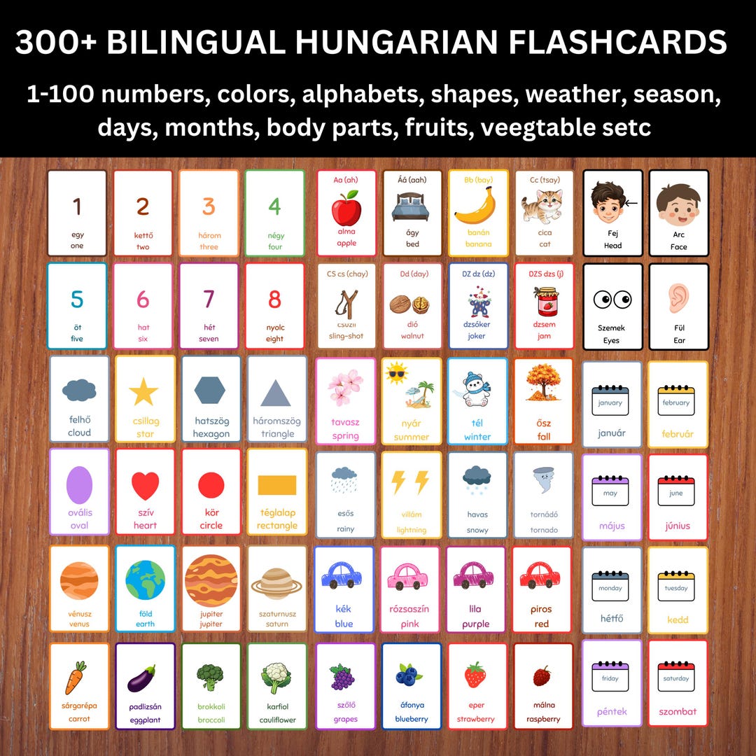 300+ Bilingual Hungarian English Flashcards Instant Download PDF - Etsy