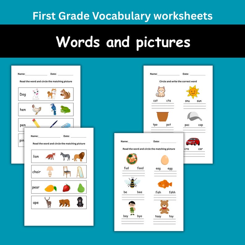 First Grade Vocabulary Worksheets Bundle Set 100+ Pages Kindergarten ...
