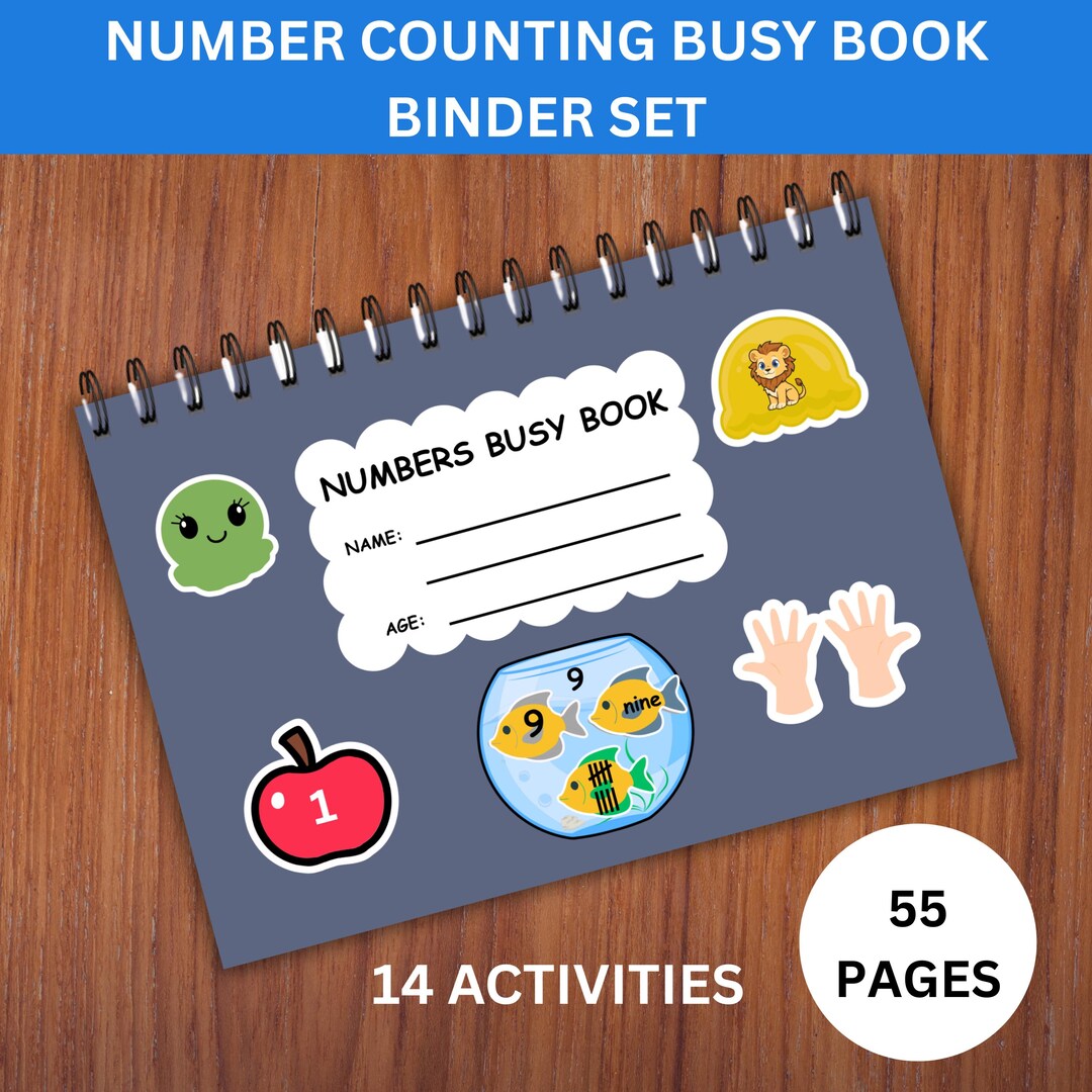 Numbers Counting Busy Book Printable Quiet Book Printable Activity ABC ...