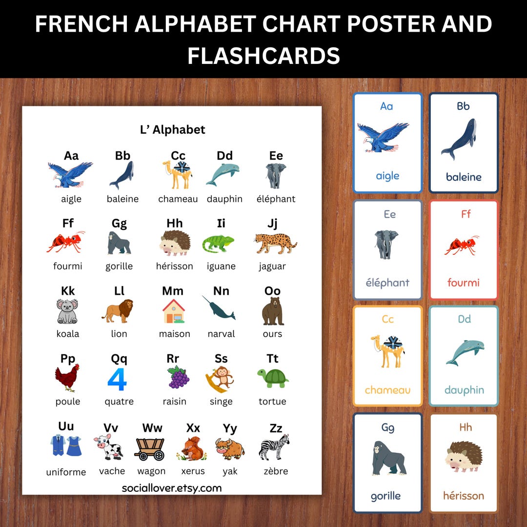 French Alphabet Chart Poster & Flashcards – Instant Download Printable ...