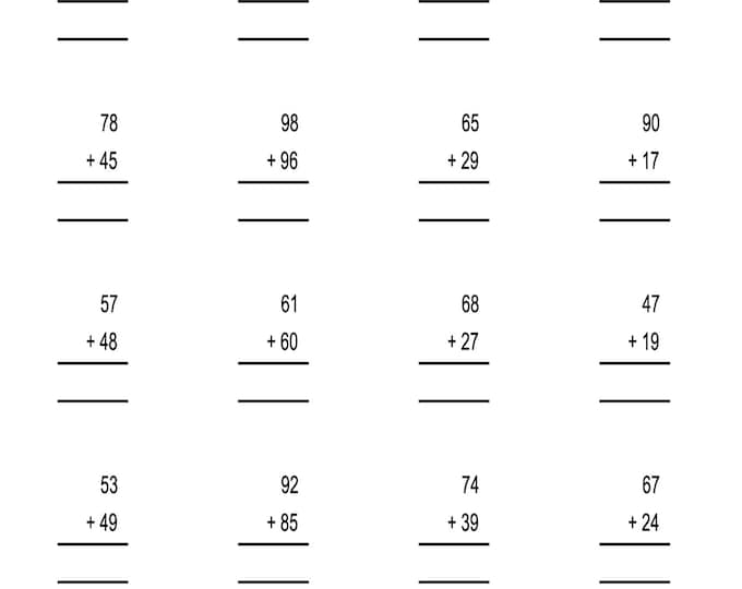 11 Printable Double Digit Addition Worksheets. Numbers 10 - 20. Grades ...
