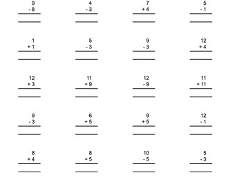Mix Addition and Subtraction Worksheet (1-20 Numbers) 100 Pages | Add ...