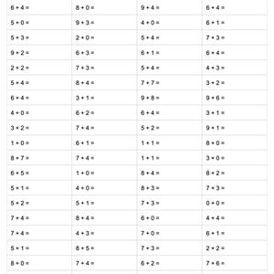 200 Addition Worksheet 0-9 Numbers | Single Digit Add Math Worksheet ...