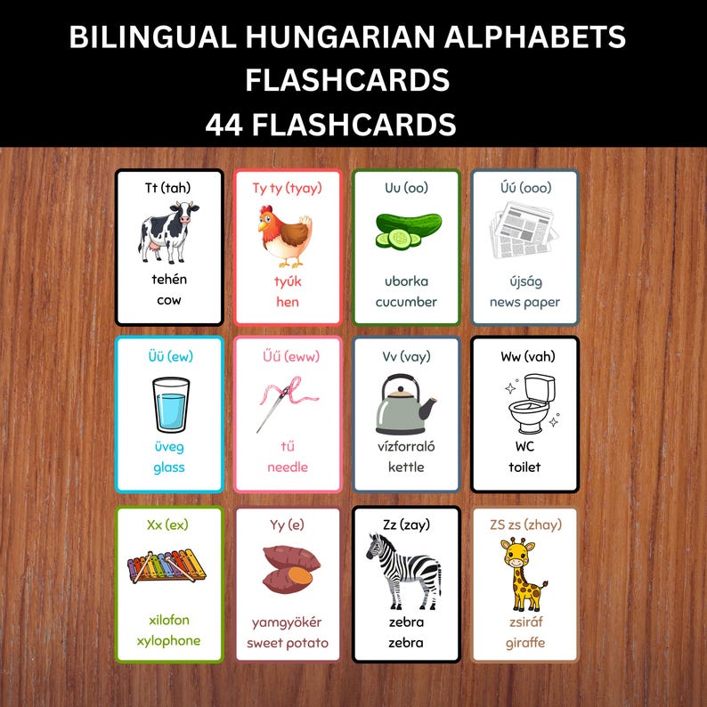Bilingual Hungarian Alphabets Flashcards Instant Download PDF - Etsy