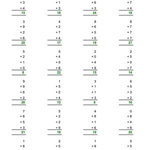 100 Single Digit 4 Numbers Addition Worksheets With Answers PDF Ready ...