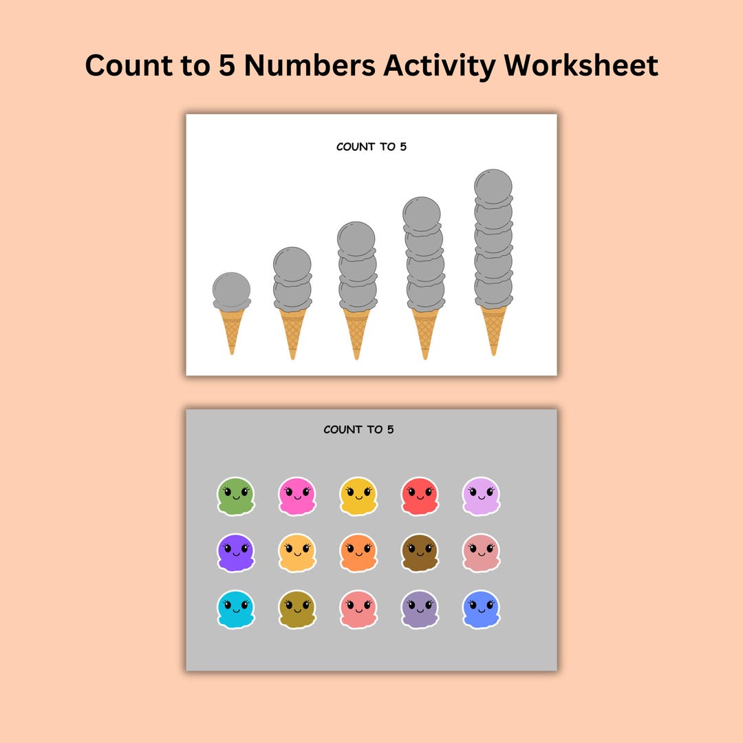 Ice Cream Number Match: Montessori Toddler Counting Activity 1 to 5 Numbers (digital Download ...
