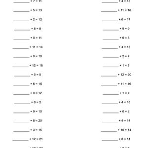 100 Missing Addend Worksheets Grade 1 2 | 0-12 Fill the Missing Addend Addition Worksheets PDF ...