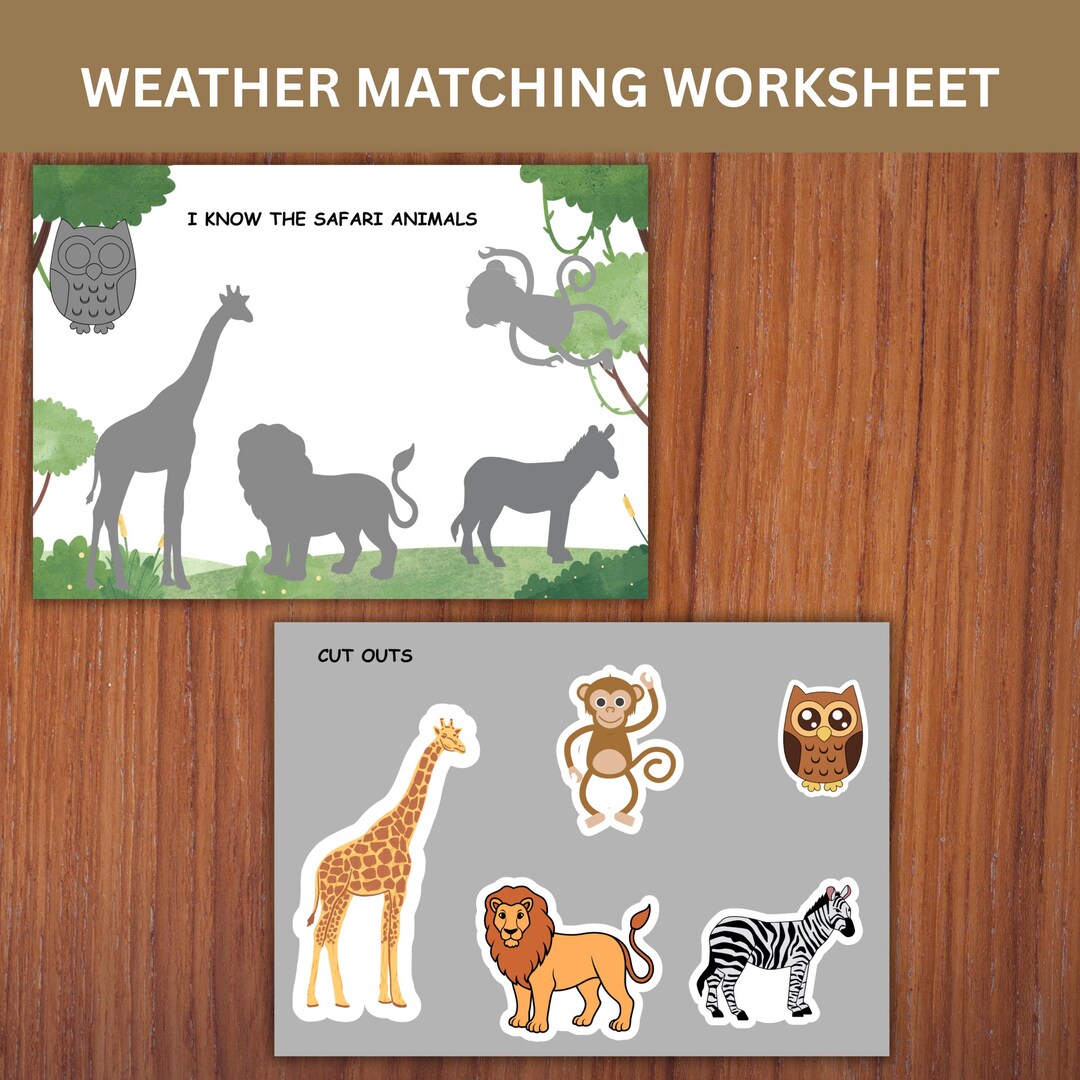Safari Animals Matching Activity Worksheet | Animals Learning ...