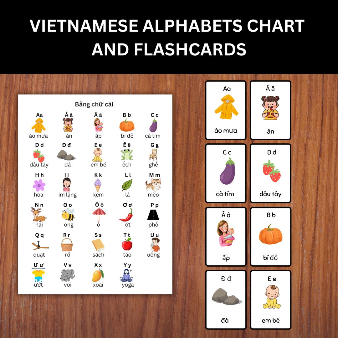 Vietnamese Alphabet Chart and Flashcards Instant Download PDF (digital ...