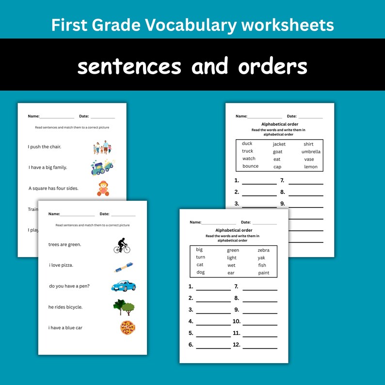 First Grade Vocabulary Worksheets Bundle Set 100+ Pages Kindergarten ...