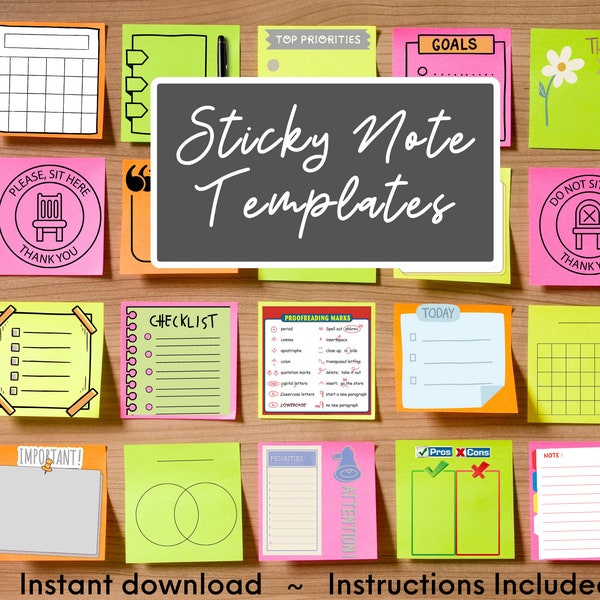 Sticky Note Template - Etsy