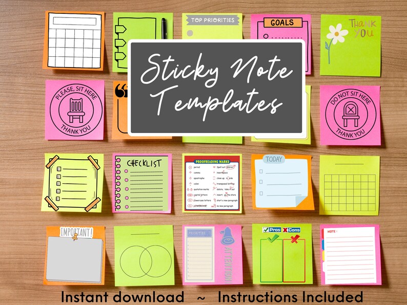 Sticky Note Templates Office School Teacher Post It Note Minimalist ...