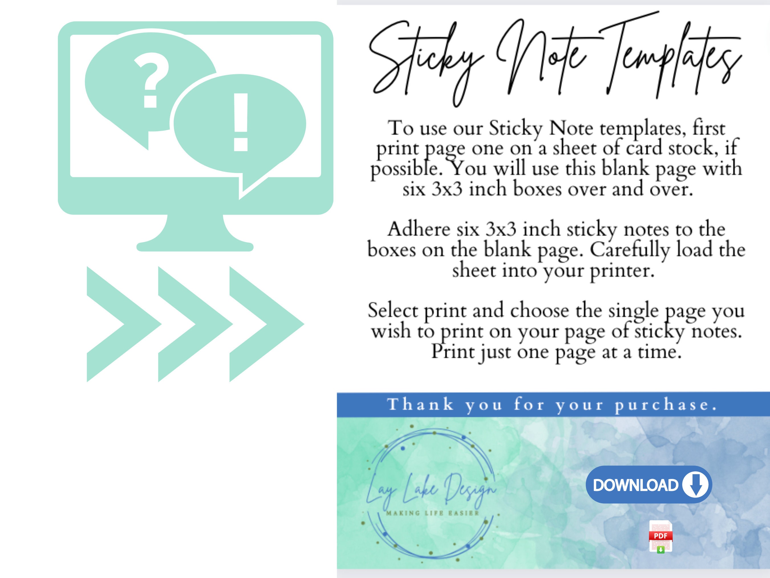 Sticky Note Templates Office School Teacher Post It Note Minimalist ...