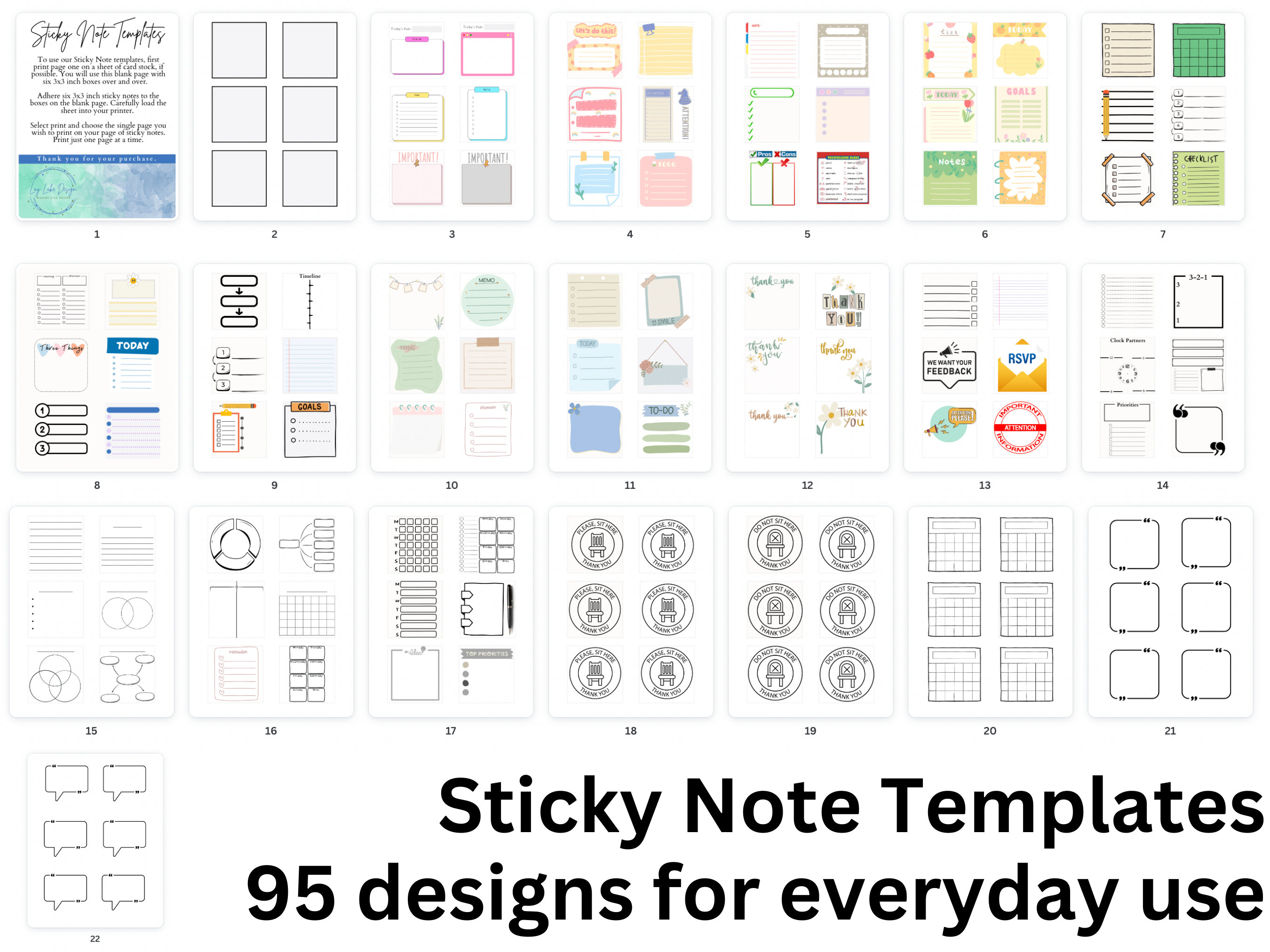 Sticky Note Templates Office School Teacher Post It Note Minimalist ...