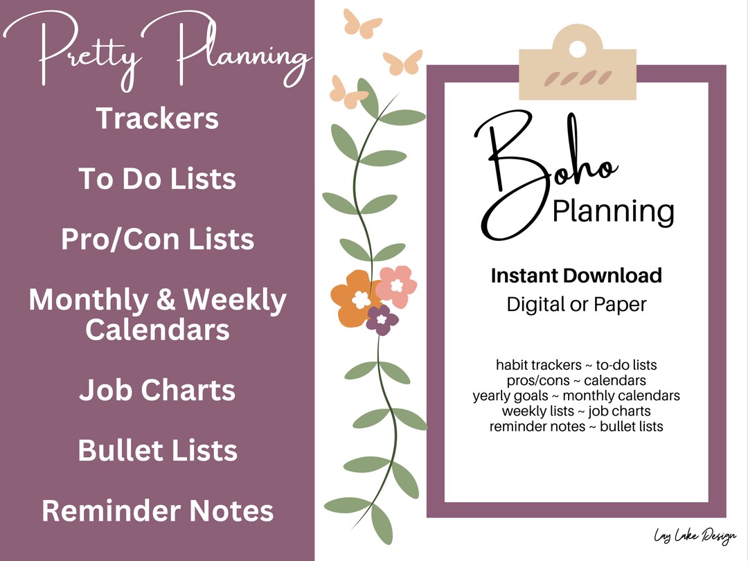 Boho Planner - Organization & Planning to Do List Customizable Daily ...