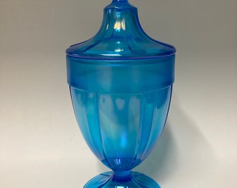 Vintage Cobalt Blue Glass Colonial Victorian House Mansion Trinket ...