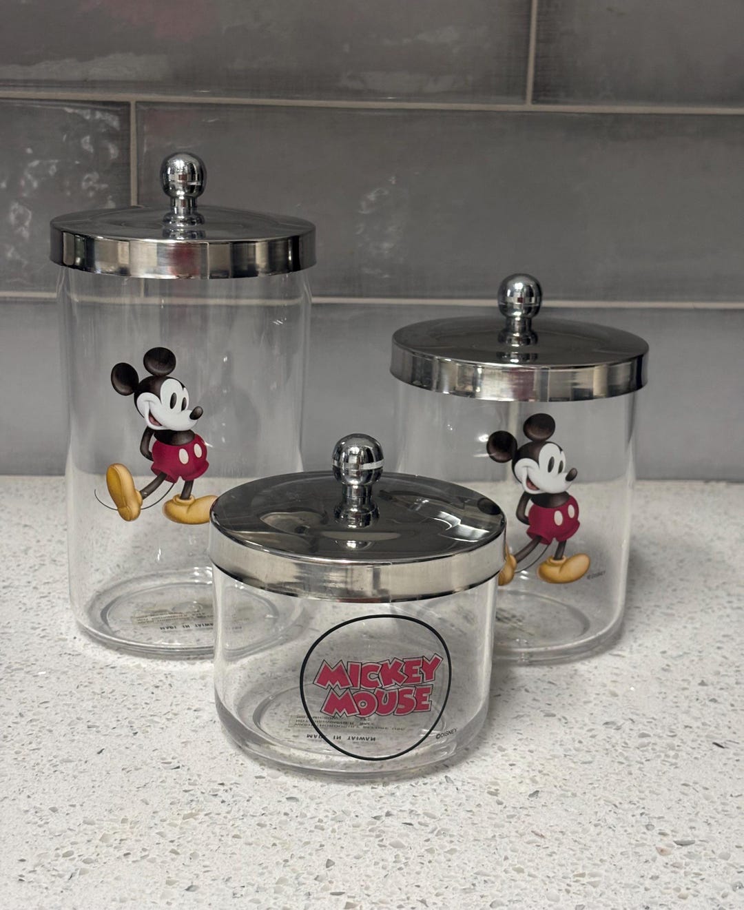 VTG 3 Piece Set Disney Mickey Mouse Acrylic Canisters W/metal Lids - Etsy