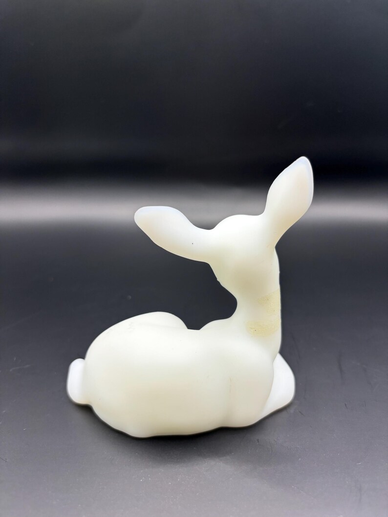 VTG FENTON White Satin Glass Deer Hand Painted - Etsy