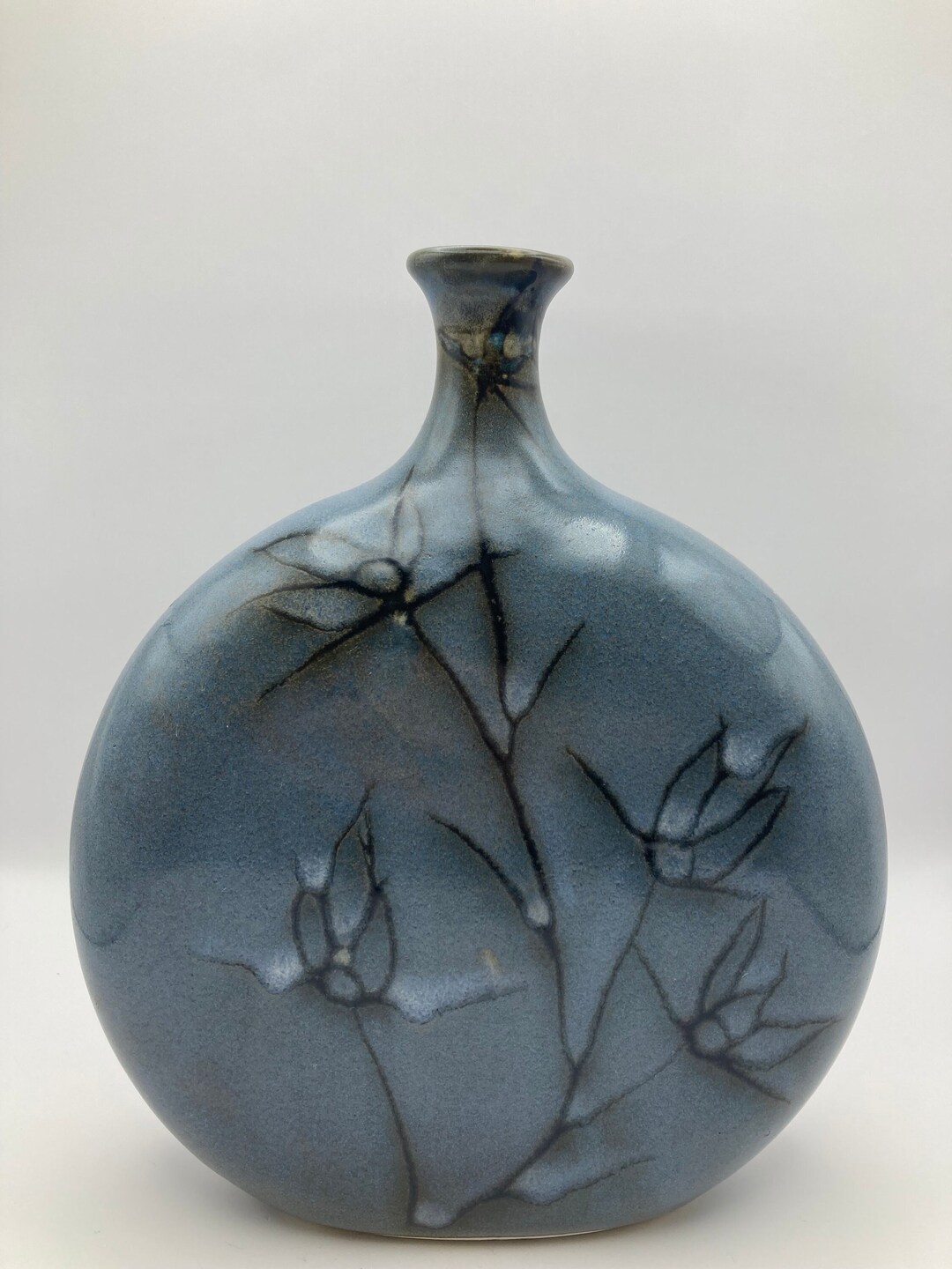 MARA Mexico Pottery Blue/gray Black Stoneware Vase - Etsy