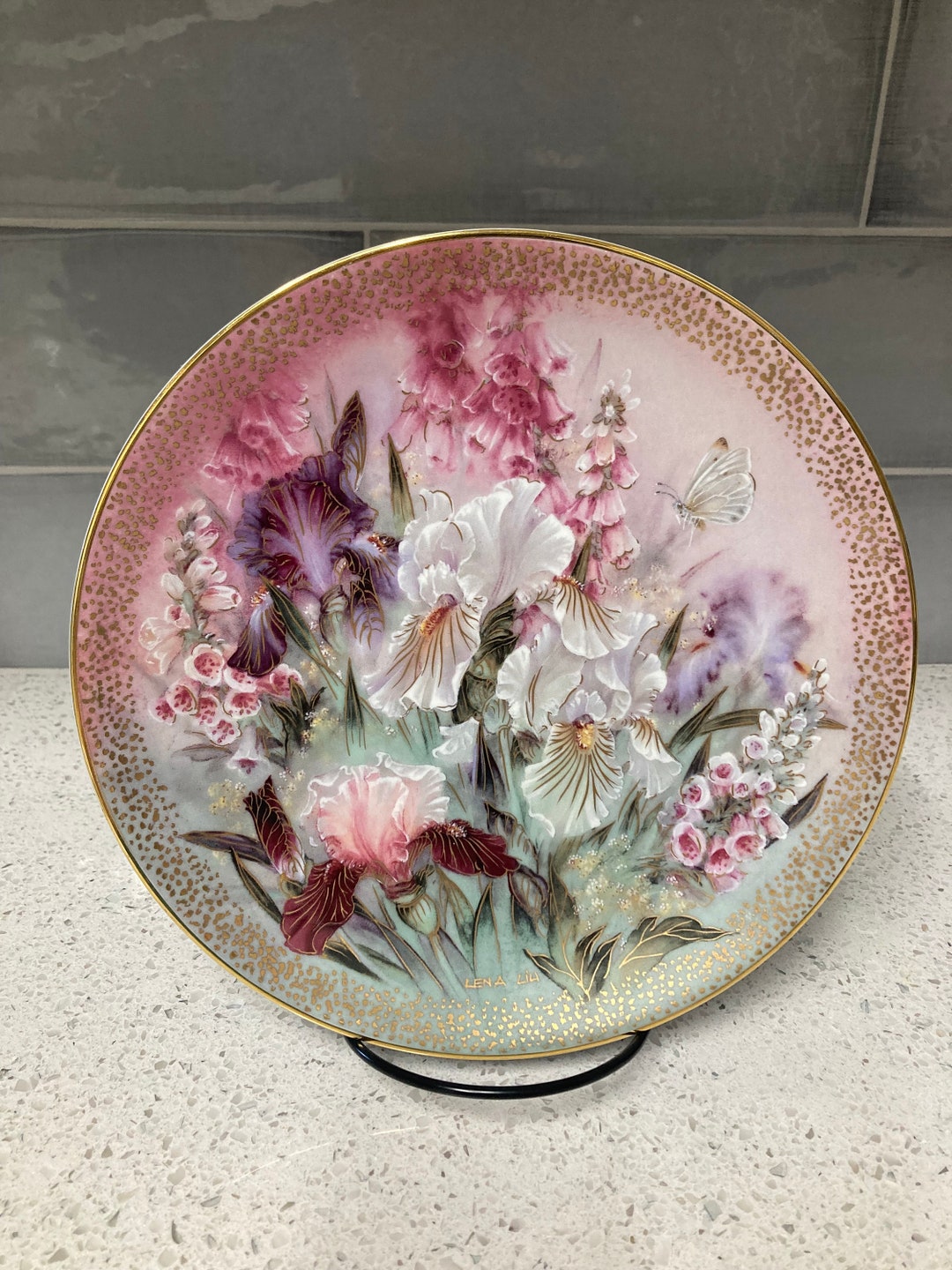 Lena Liu "iris Quartet" Hand Painted Collectors Plate - Etsy