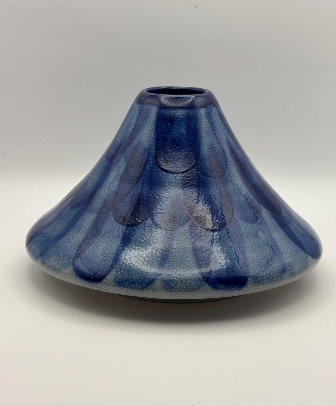 VTG Eldreth Art Pottery Salt Glaze Blue Bird House/lamp/planter Shade ...