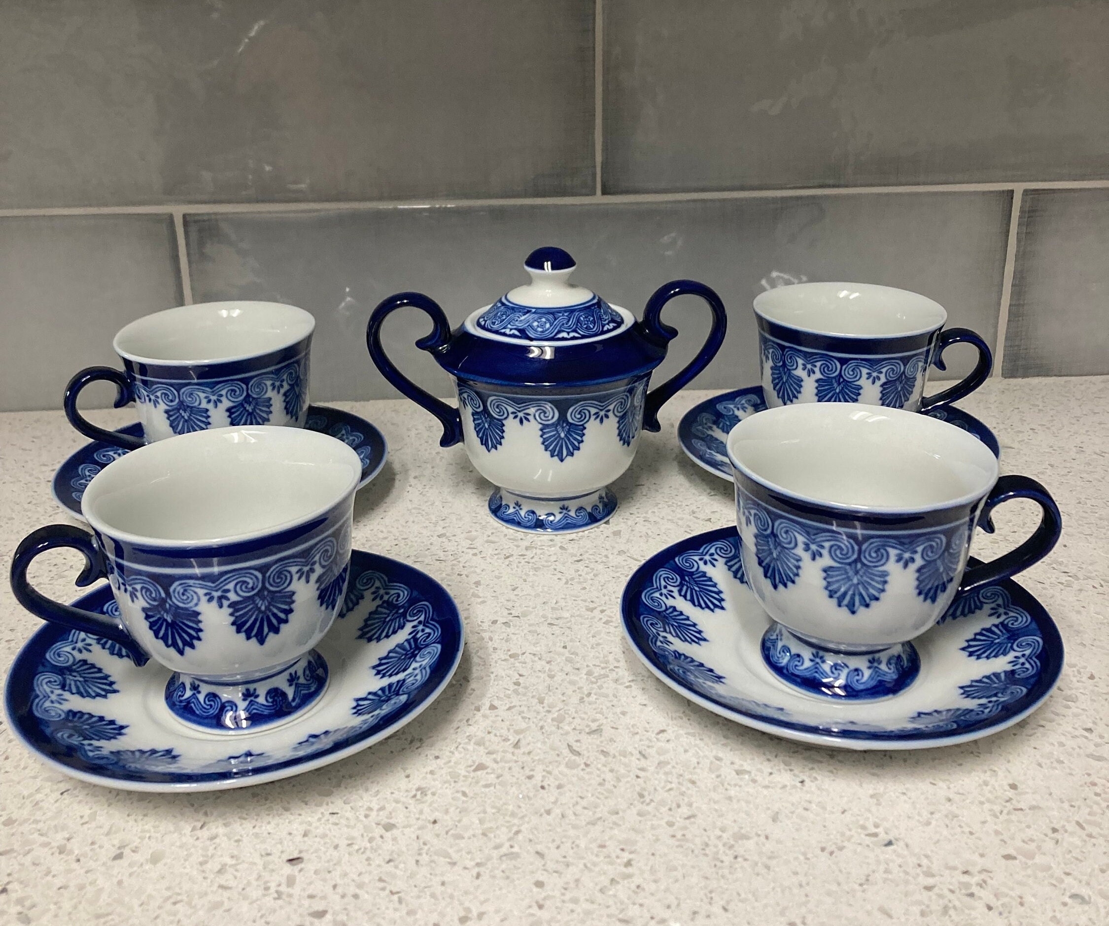 Bombay China Tea Set & Sugar Bowl With Lid-set of 9 - Etsy