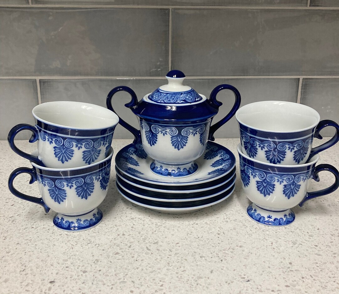 Bombay China Tea Set & Sugar Bowl With Lid-set of 9 - Etsy