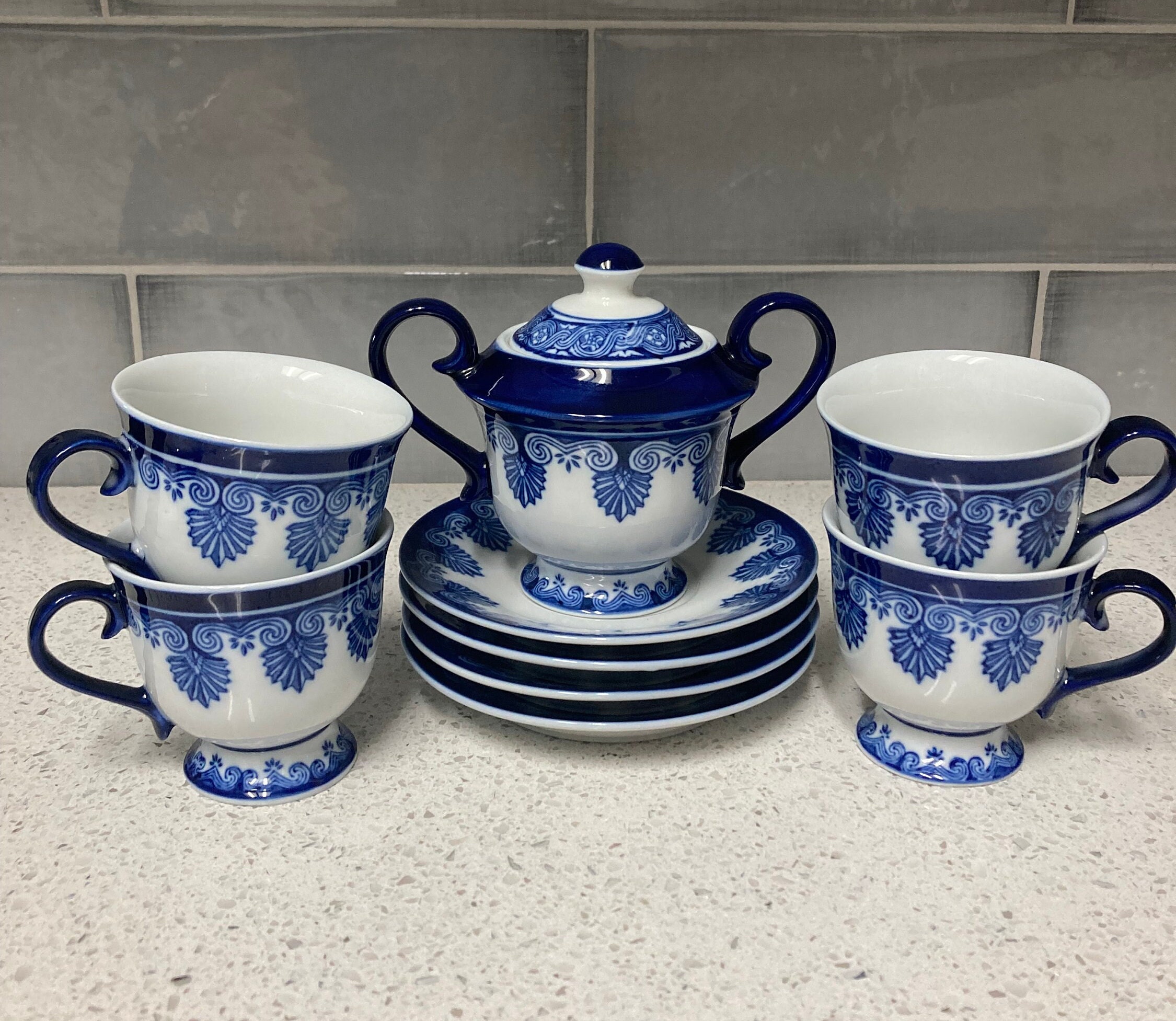 Bombay China Tea Set & Sugar Bowl With Lid-set of 9 - Etsy