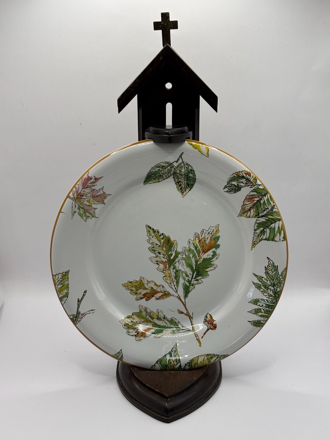 VTG Enesco Wood Plate Display With Metal Cross - Etsy
