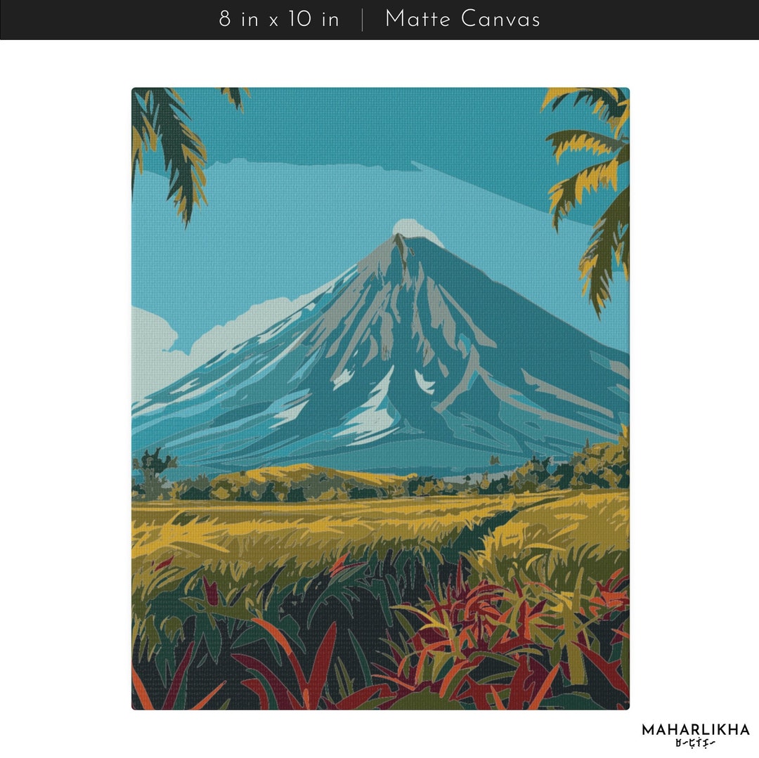 Matte Mayon Volcano Wall Decor | Sturdy Cotton-poly Canvas | Colorful ...