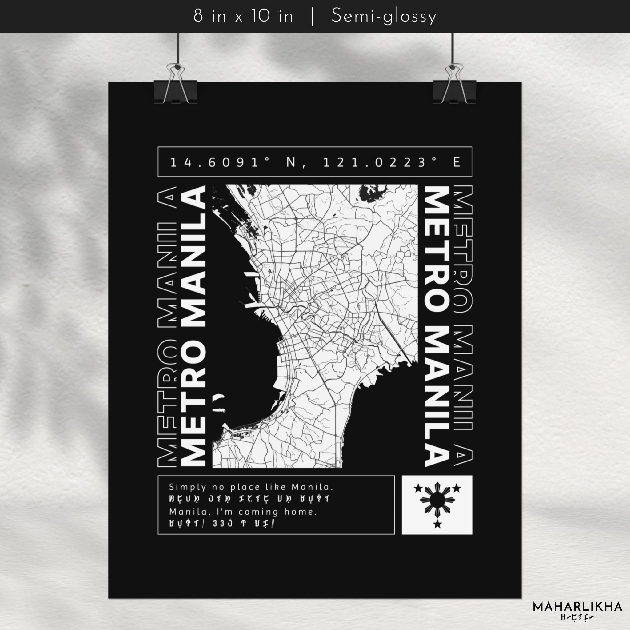 Modern Style Metro Manila Map Poster Wall Art Decor Semi-glossy Various ...