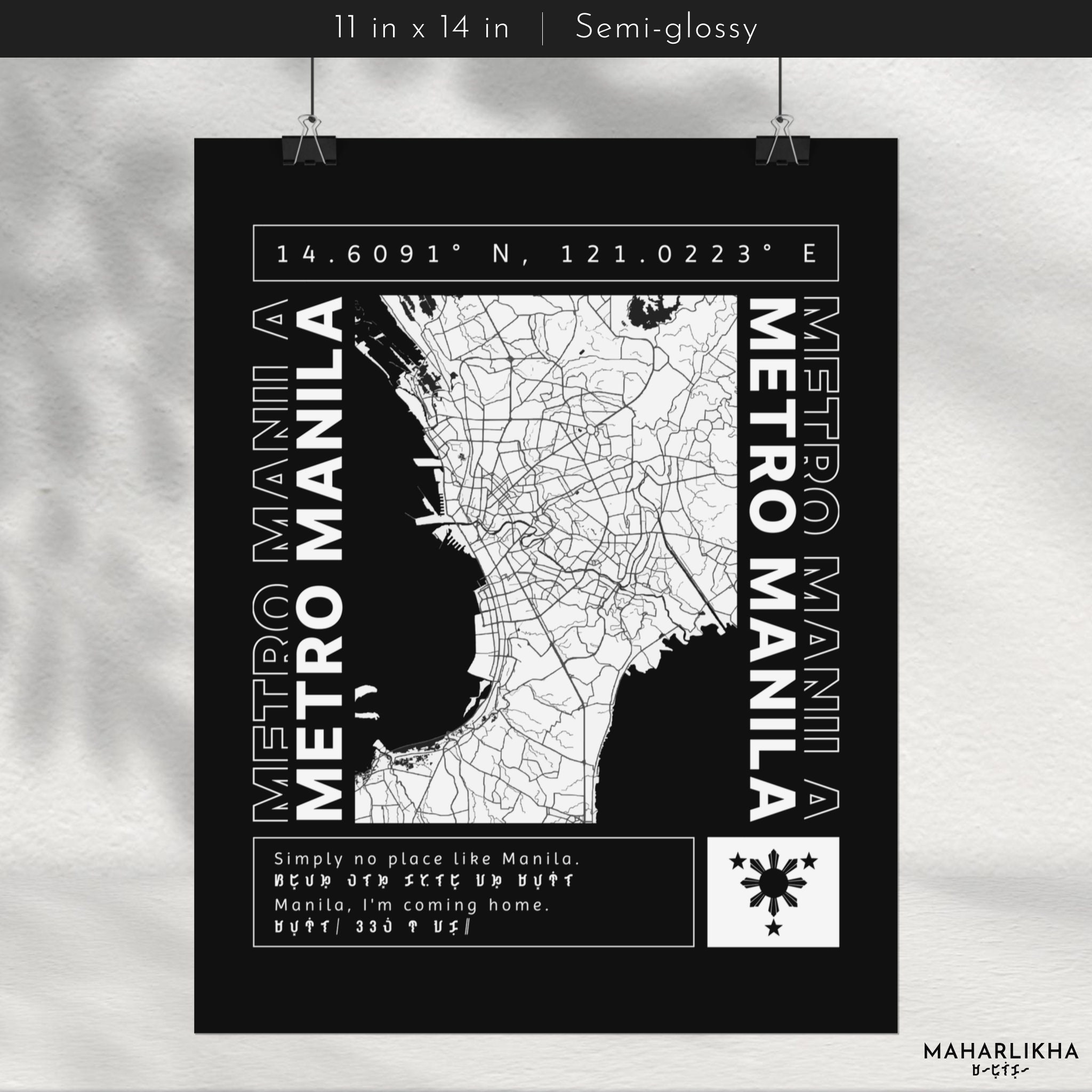 Modern-style Metro Manila Map Poster | Wall Art Decor | Semi-glossy ...