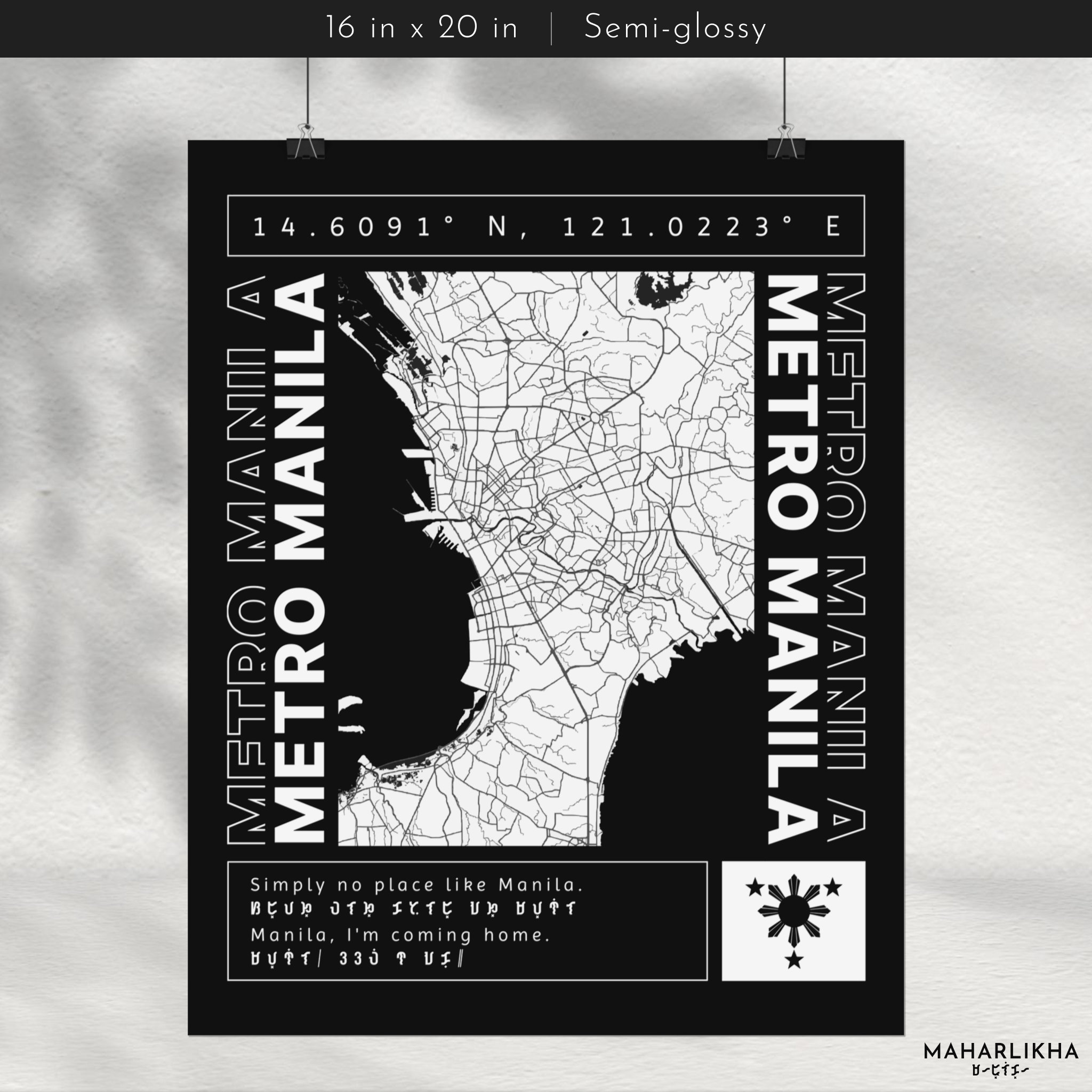 Modern Style Metro Manila Map Poster Wall Art Decor Semi-glossy Various ...
