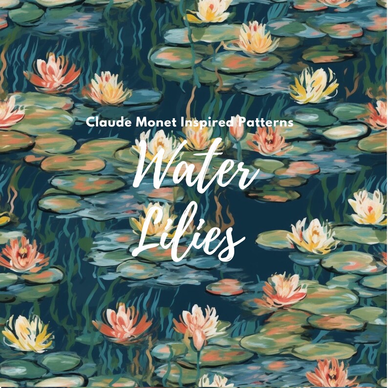 Claude Monet Inspired Patterns - Pack of 4 Digital Seamless Pattern ...