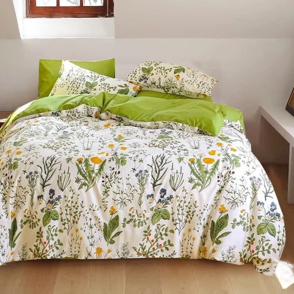 Green Botanical Bedding - Etsy