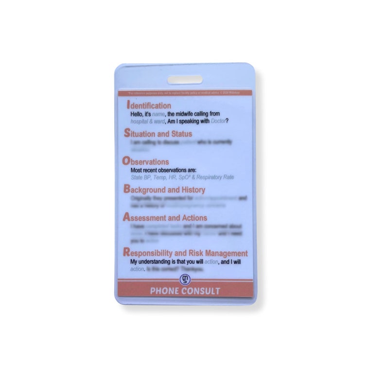 Midwifery Handover & Phone Consult Template | Midwifery Reference Card ...