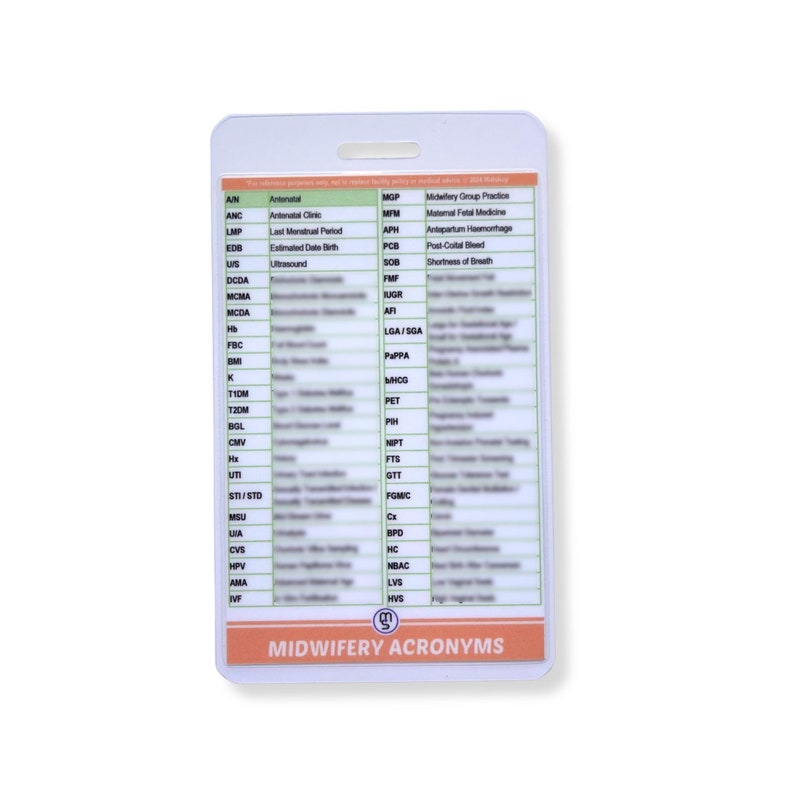 Midwifery Abbreviations & Acronyms | Midwifery Reference Card, Badge ...