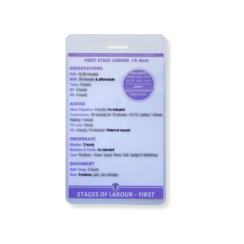 Stages of Labour Observations | Midwifery Reference Card, Badge Card ...