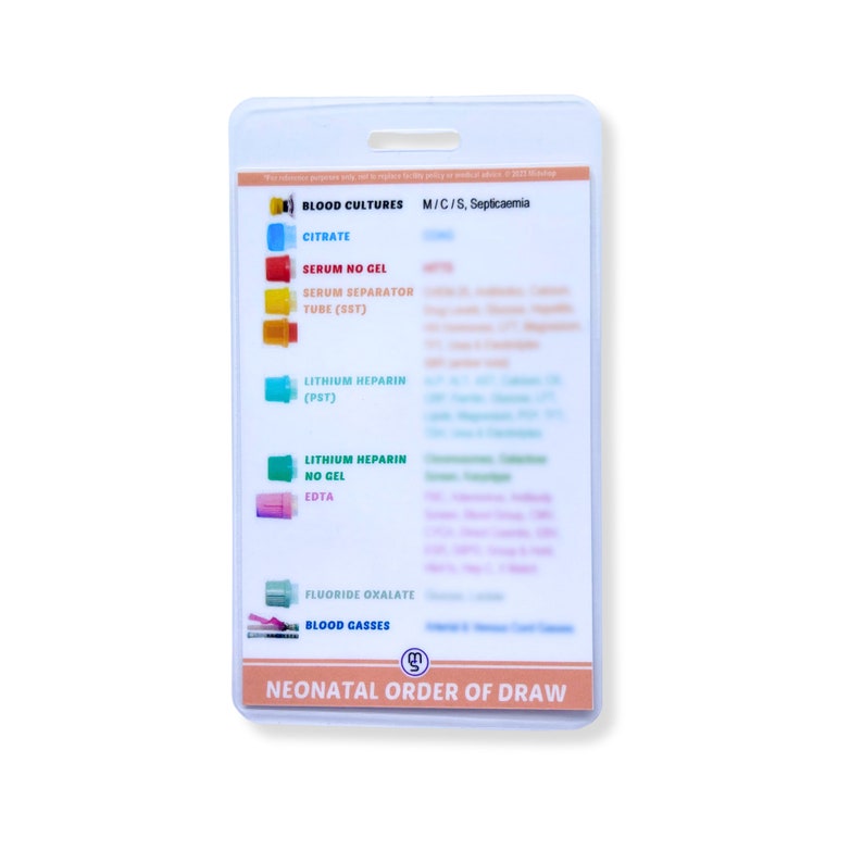 Maternal & Neonatal Order of Draw Reference Card | Midwifery Reference ...
