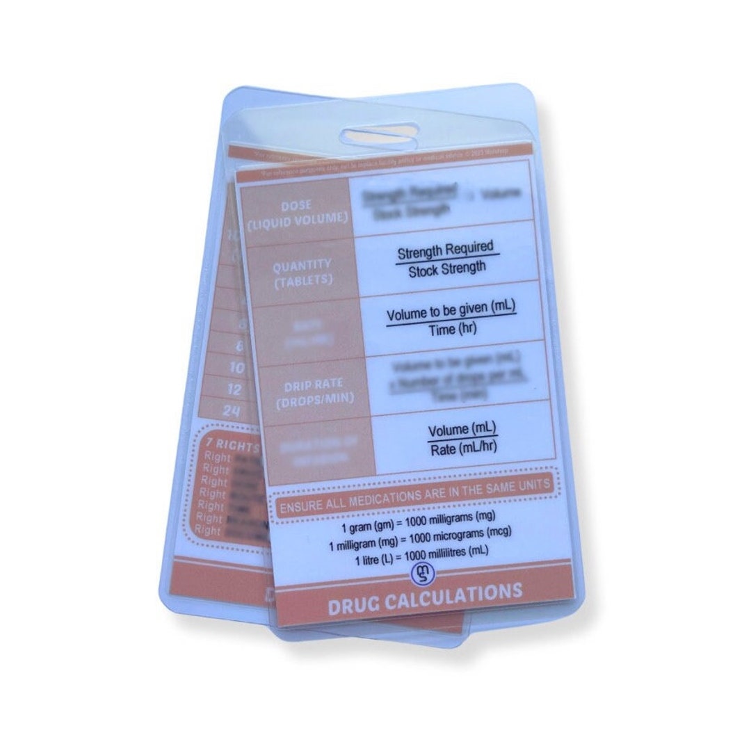 Drug Calculation & Drip Rates Midwifery Reference Card, Badge Card ...