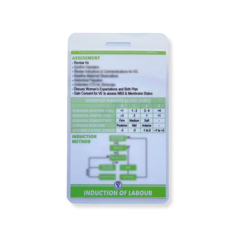Induction of Labour & Bishops Score | Midwifery Reference Card, Badge ...