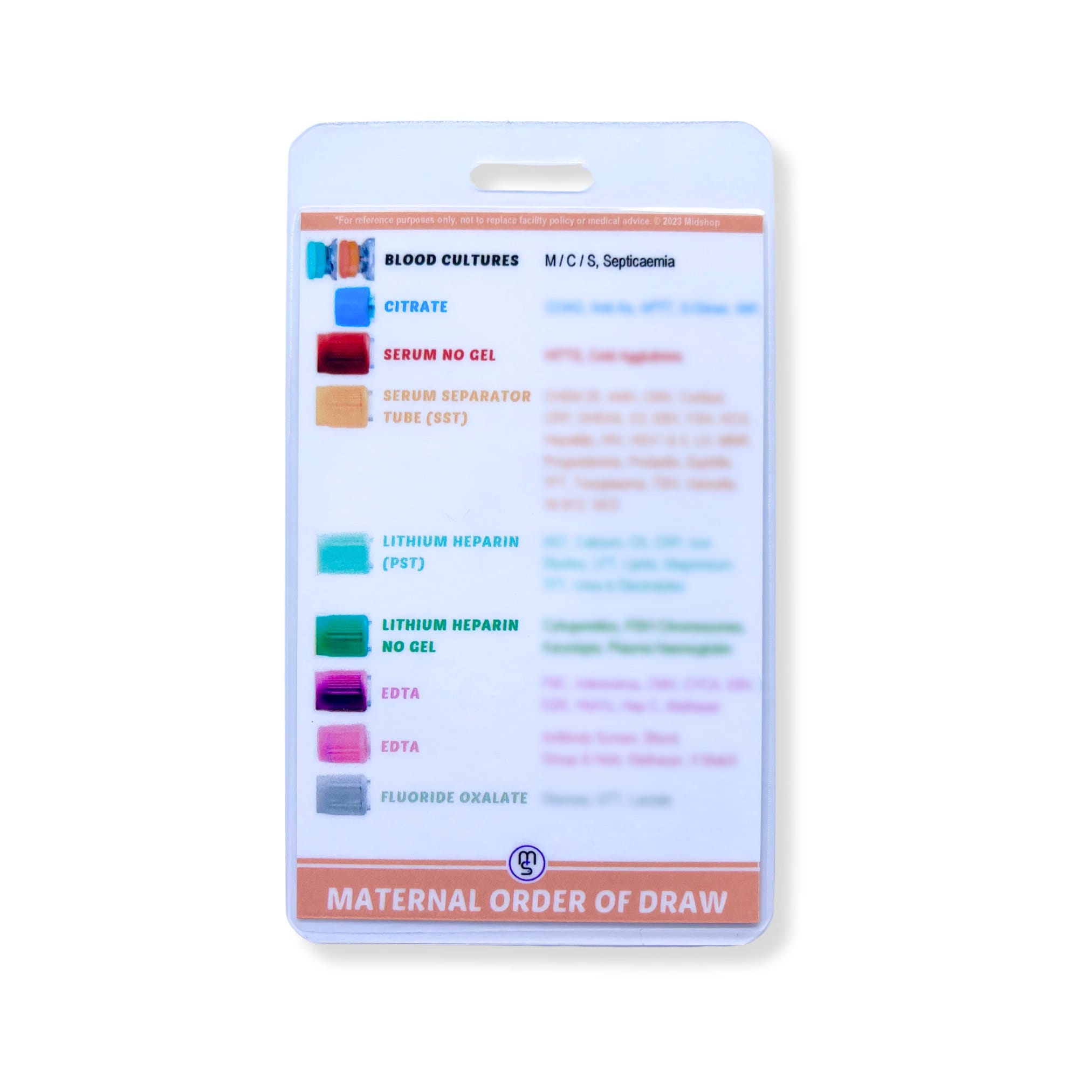 Maternal & Neonatal Order of Draw Reference Card | Midwifery Reference ...