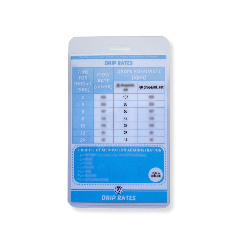 Drug Calculation & Drip Rates Midwifery Reference Card, Badge Card ...