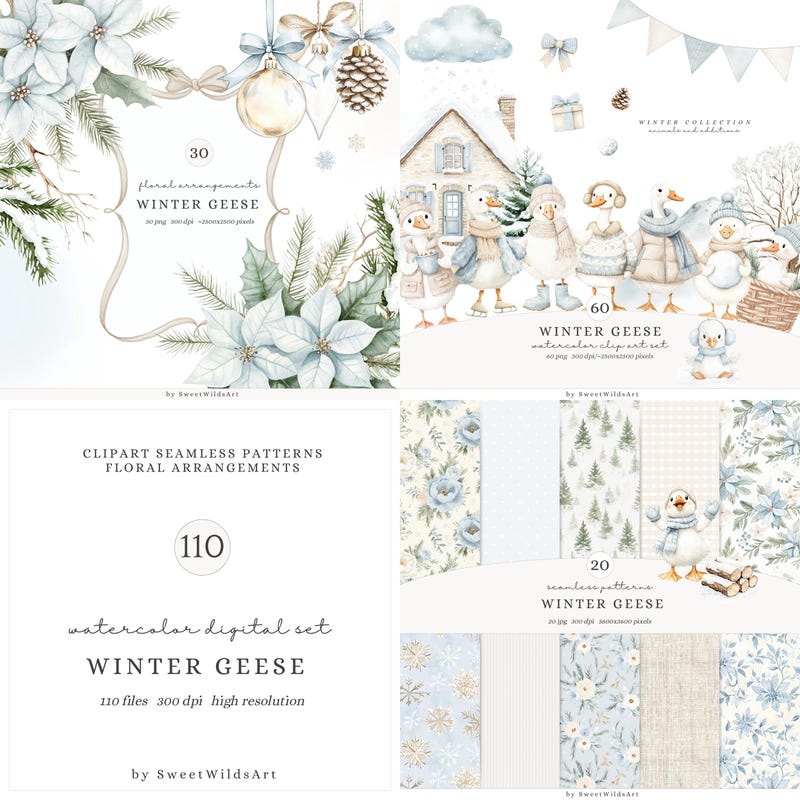 Christmas Goose Graphics - Etsy